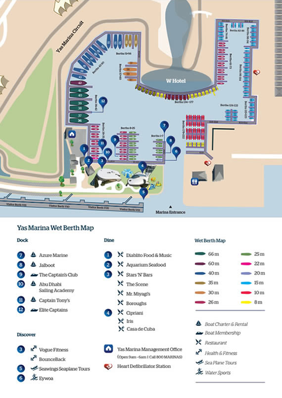 Berth Map | Yas Marina, Yas Island